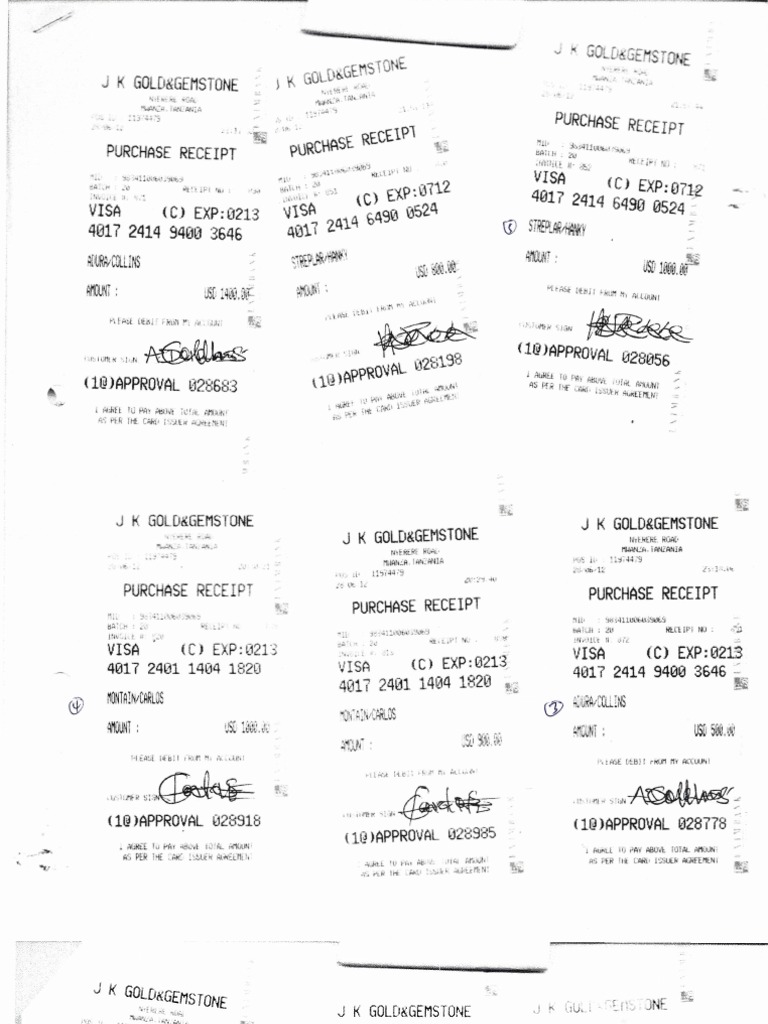 J K Gold & Gemstone Purchase Receipts | PDF | Jewellery Components ...