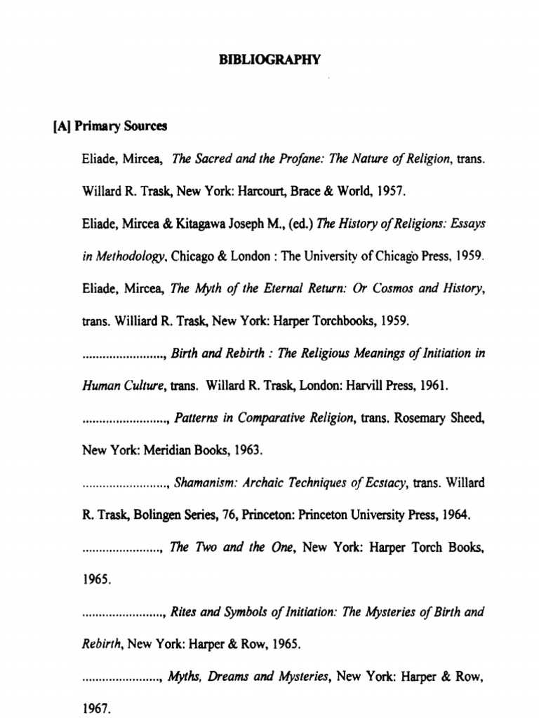 Mercia Eliade - Bibliograpy | PDF | New York | Mythology