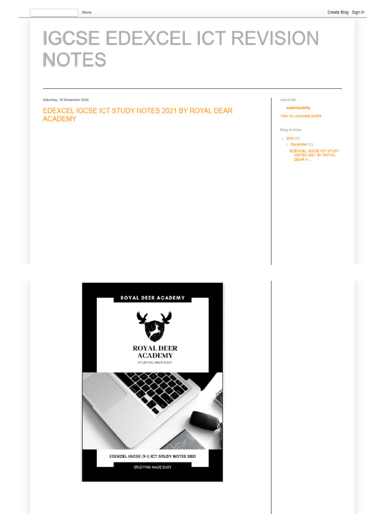 Igcse Edexcel Ict Revision Notes | PDF