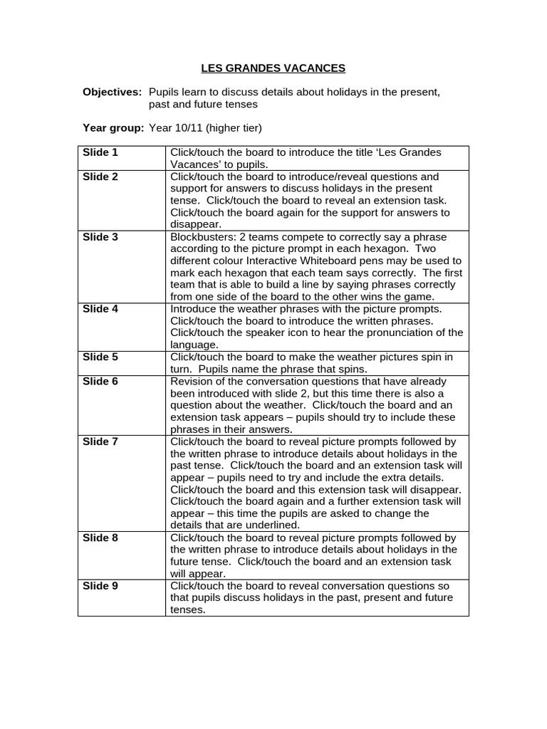 4 Les Grandes Vacances | PDF | Linguistics