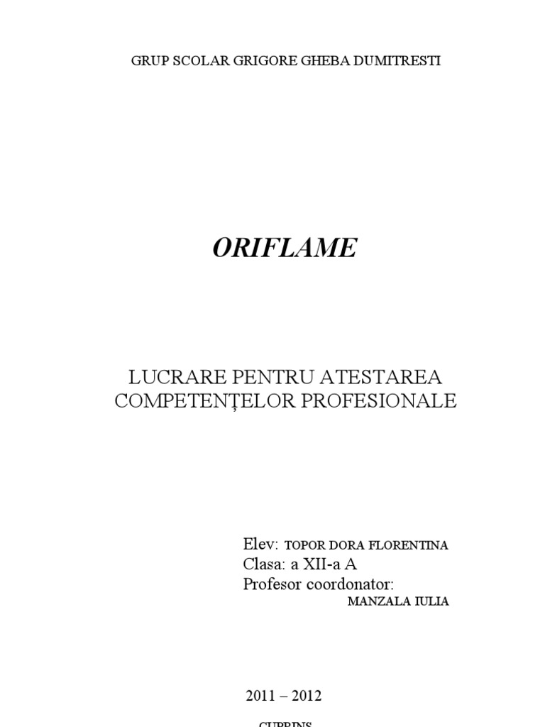 ATESTAT Model Coperta