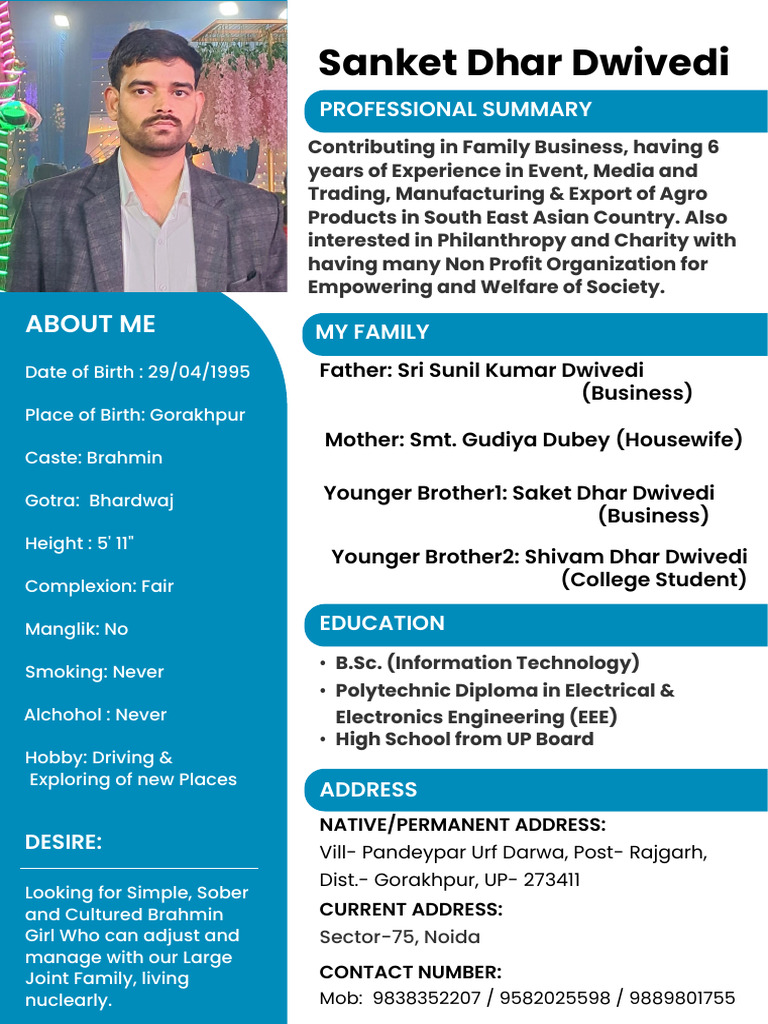 Biodata Sanket Dwivedi | PDF
