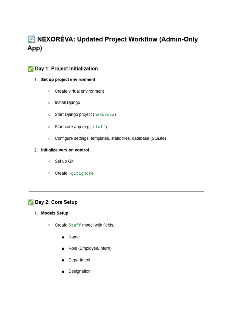 ? NEXORÉVA - Updated Project Workflow (Admin-Only App) | PDF | Software ...