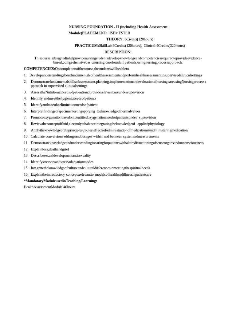 Nursing Foundation II | PDF | Physical Examination | Clinical Medicine