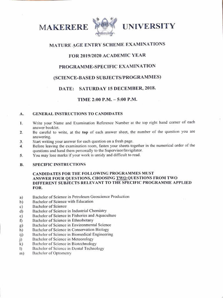 Programme Specific Science 2018 | PDF