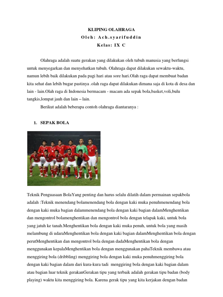 Kliping Olahraga | PDF | Olahraga & Rekreasi | Karier & Perkembangan