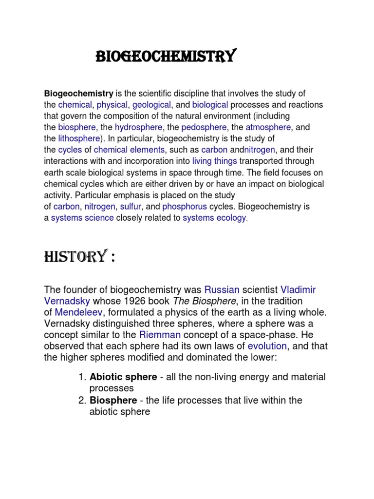 Bio Geo Chemistry | PDF | Biogeochemistry | Natural Environment