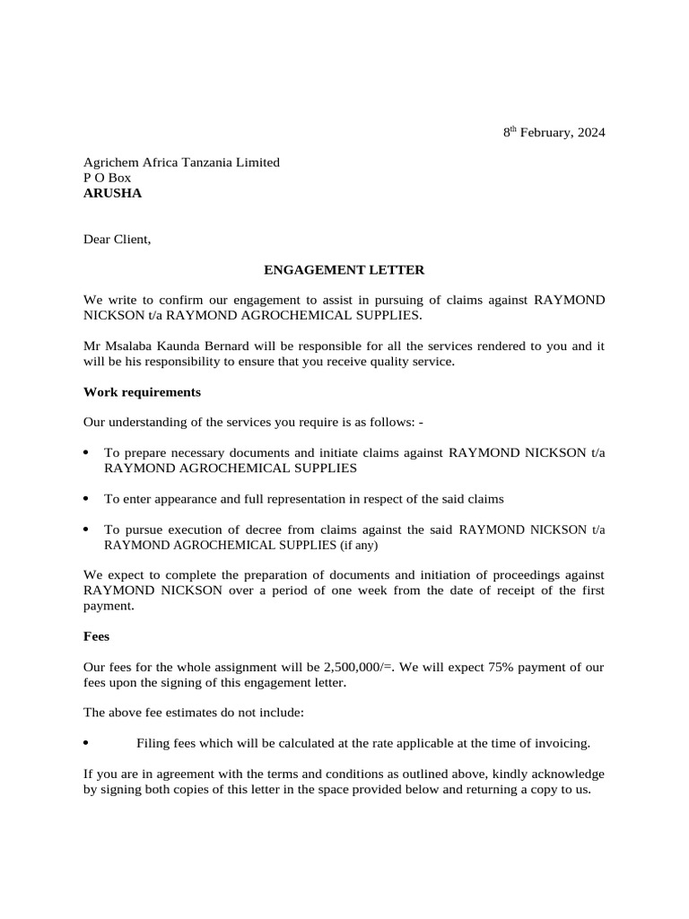 Engagement Letter | PDF