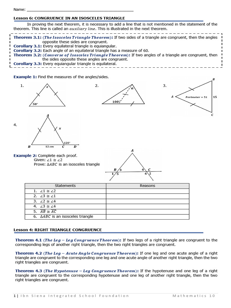 2025 Congruence in An Isosceles Triangle 073503 | PDF | Triangle | Geometry