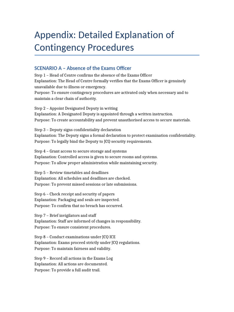 Appendix Detailed Contingency Explanation | PDF | Audit | Justice