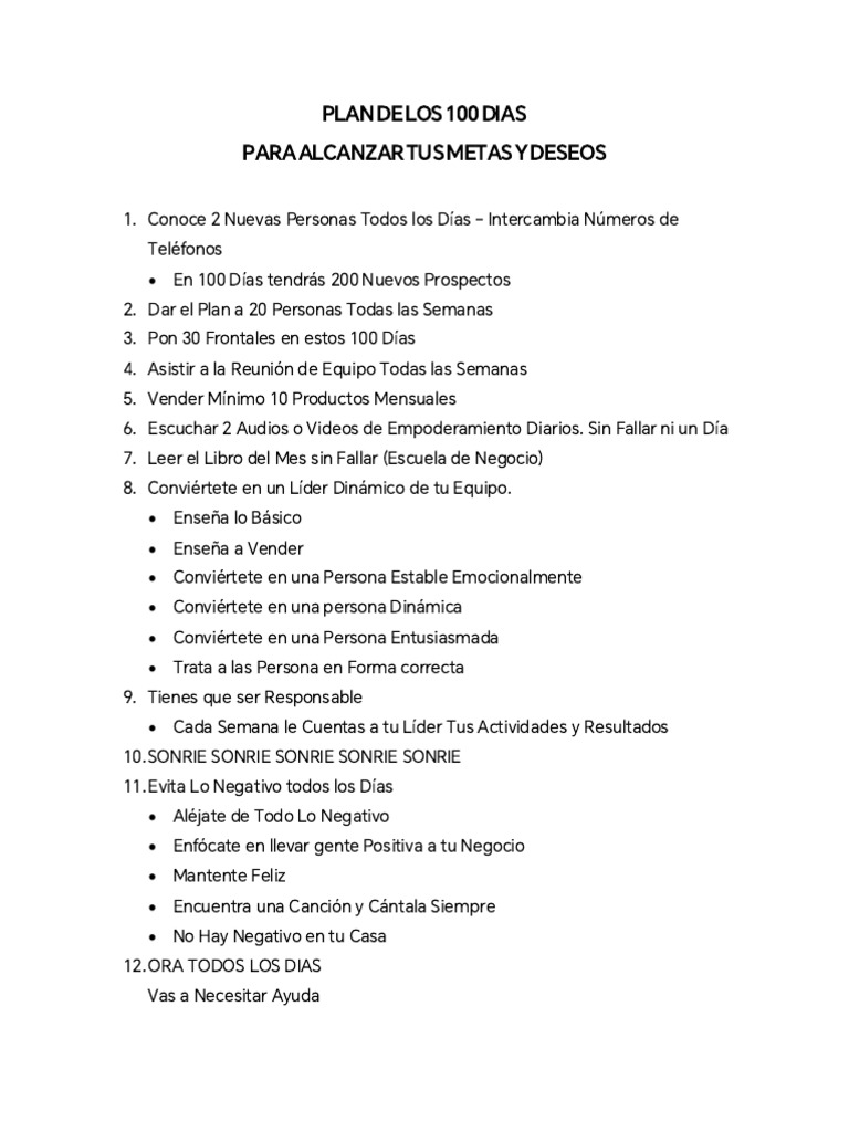 Plan de Los 100 Dias | PDF