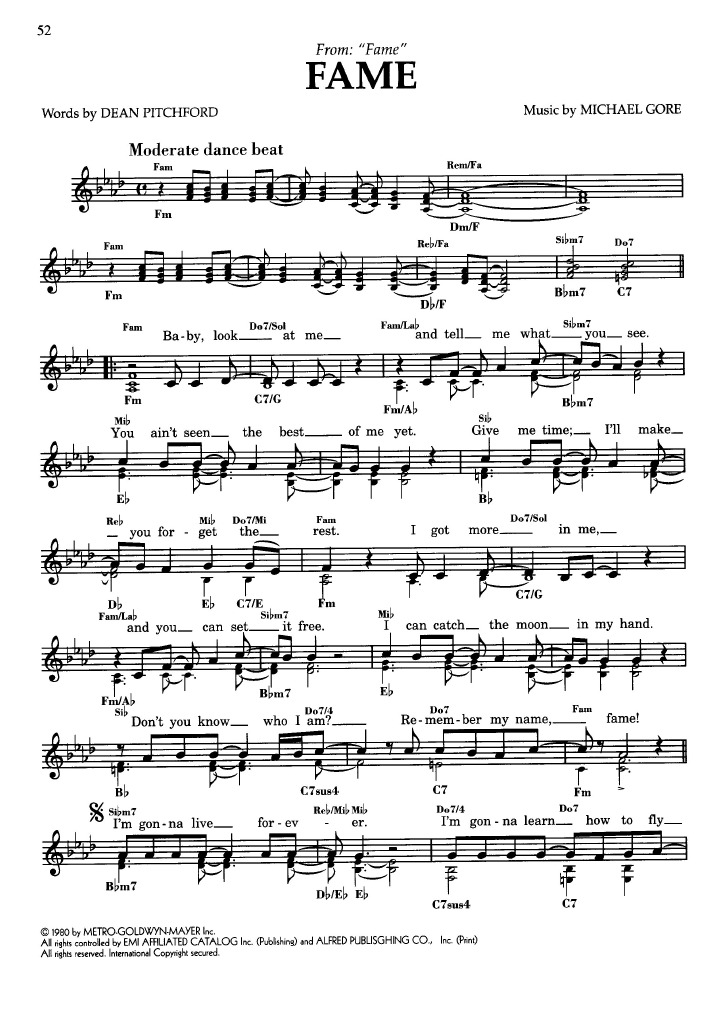 Fame - ( Theme From FAME) - Score