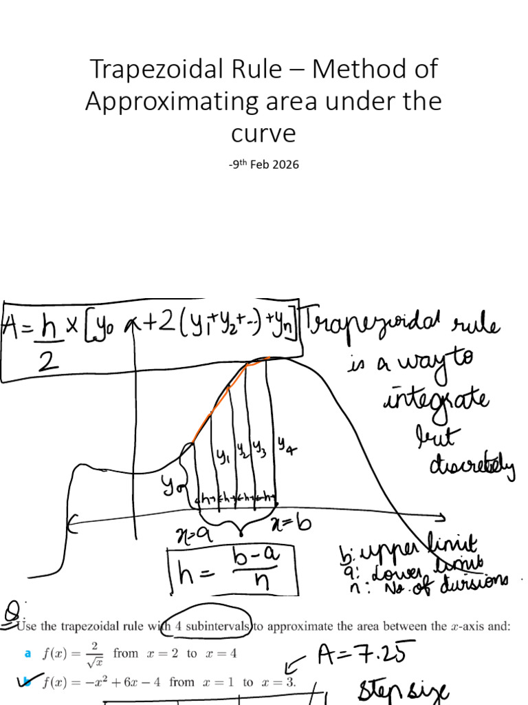 Trapezoidal Rule - Method of Approximating Area Under | PDF
