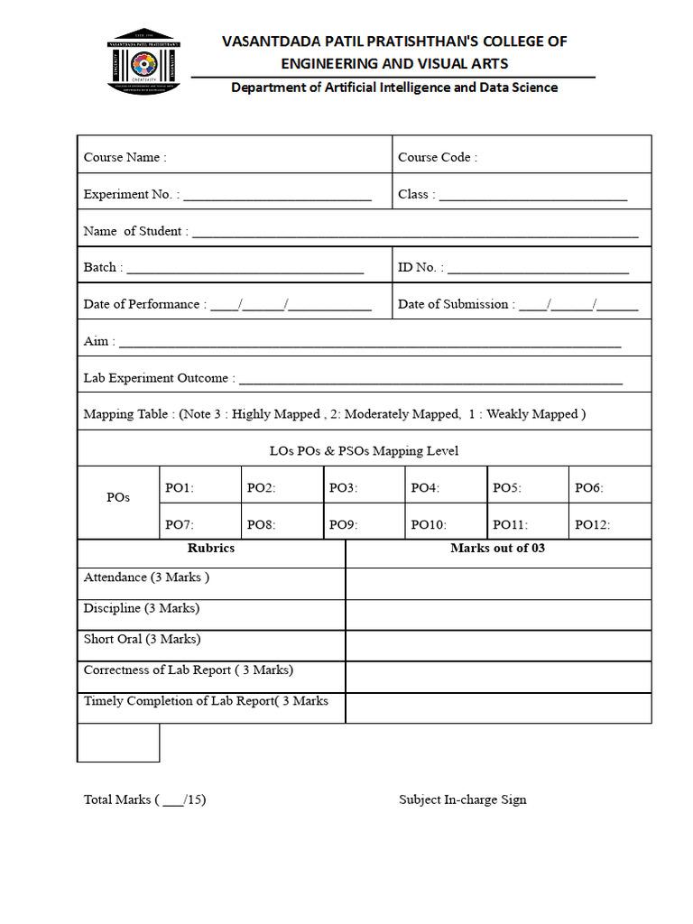 POs Mapping Level - For 15 Marks - Docx-1 | PDF