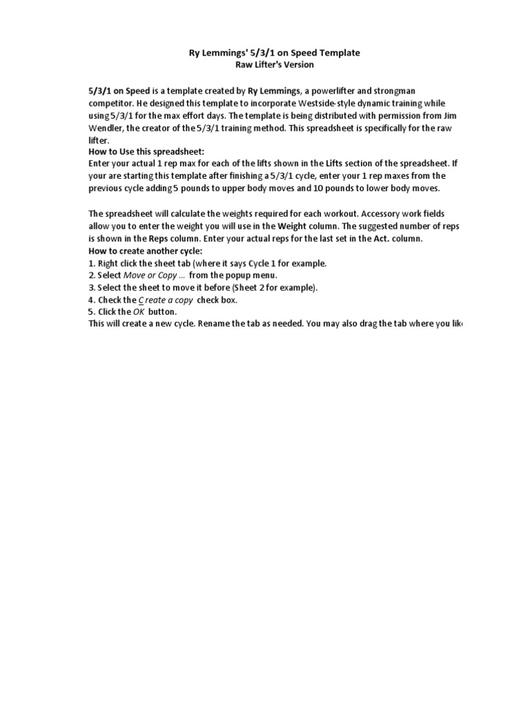 531 On Speed Template Spreadsheet | PDF | Individual Sports | Sports