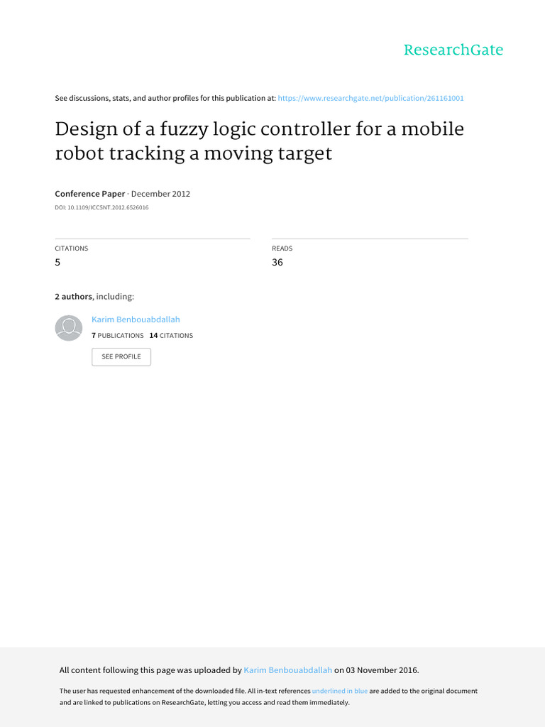 Design of A Fuzzy Logic Controller For A Mobile Robot Tracking A Moving ...