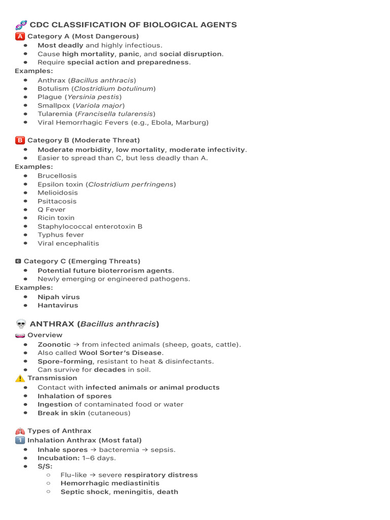 ? CDC Classification of Biological Agents | PDF | Plague (Disease ...