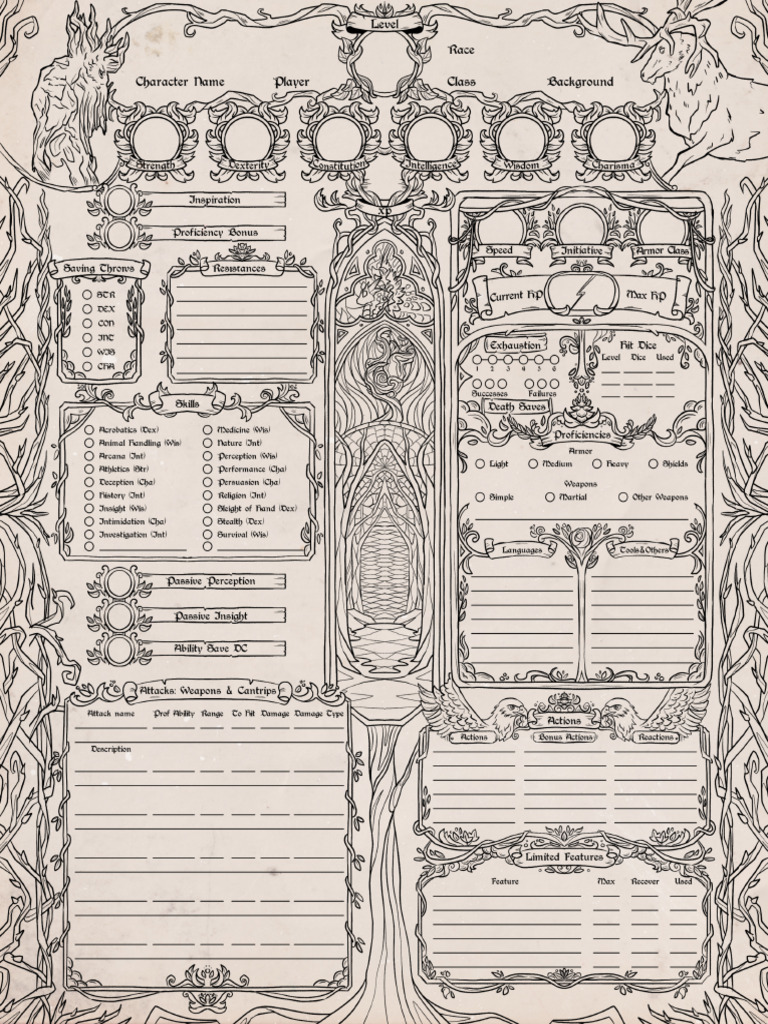 Heart of The Forest Character Sheet Letter | PDF