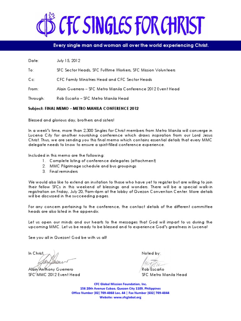 SFC MMC 2012 Final Memo | PDF | Eucharist | Sacraments