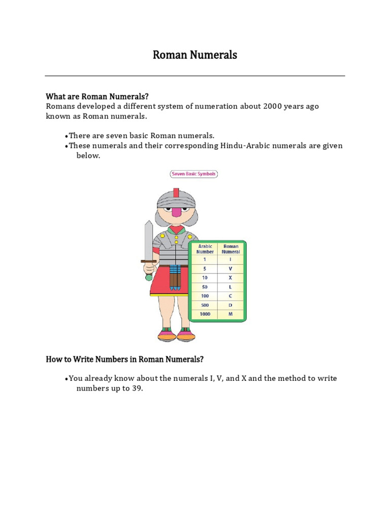 Class 5-Roman Numerals | PDF | Communication | Ancient Rome