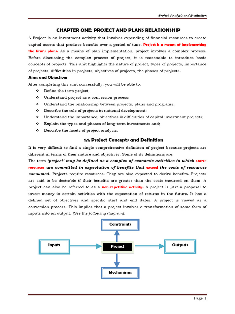 Chapter-1-Project and Plans Relationship | PDF | Investing | Internal ...