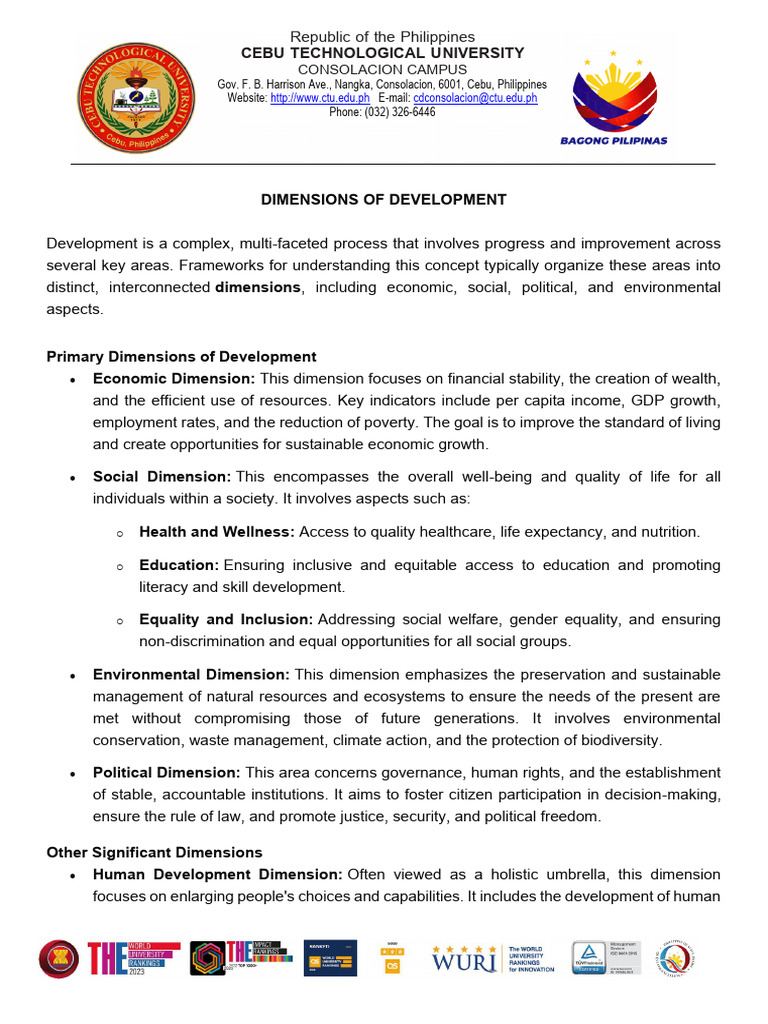 Dimensions of Development | PDF | Sustainability | Natural Environment
