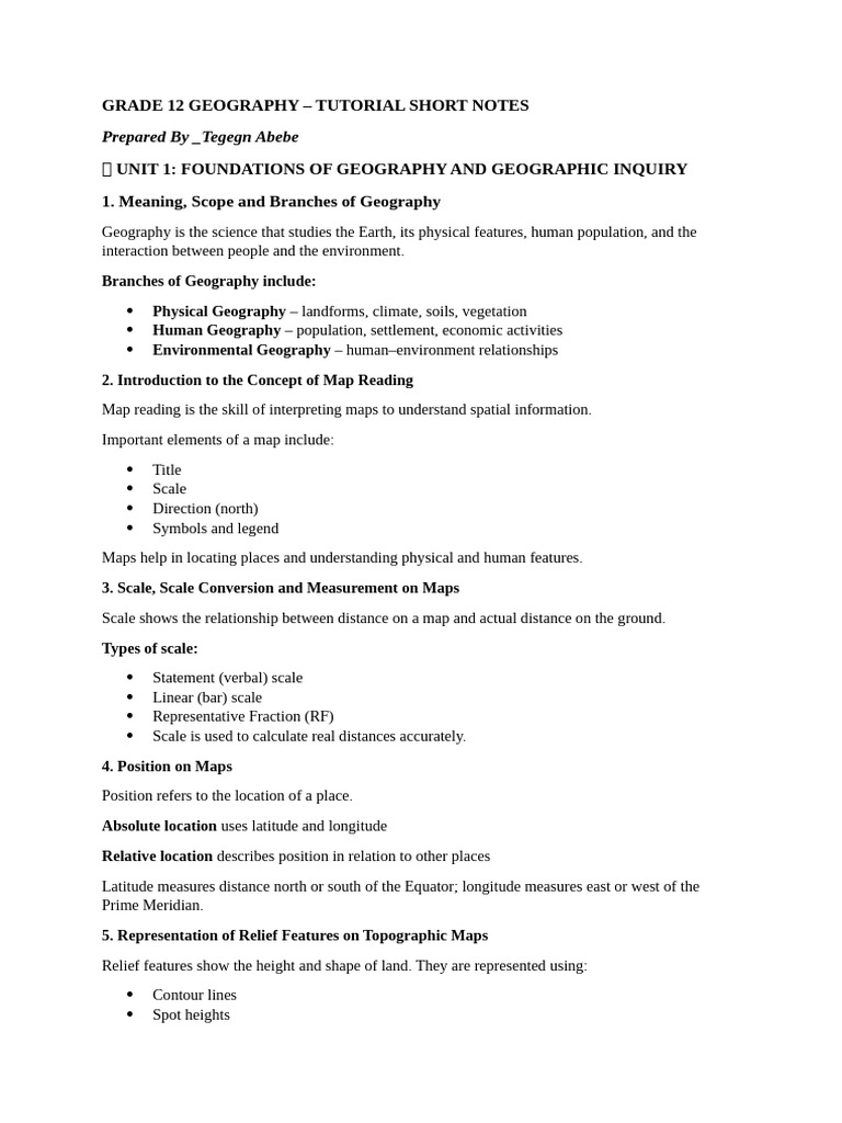 Short Notes - Tegegn (21) 1 | PDF | Geography | Map