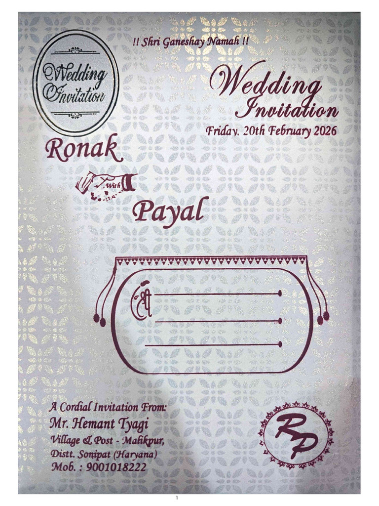 Ronak Weds Payal | PDF