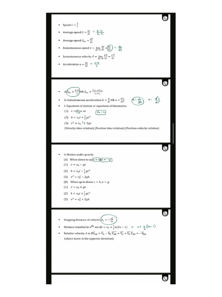 Formula Sheet Physics | PDF