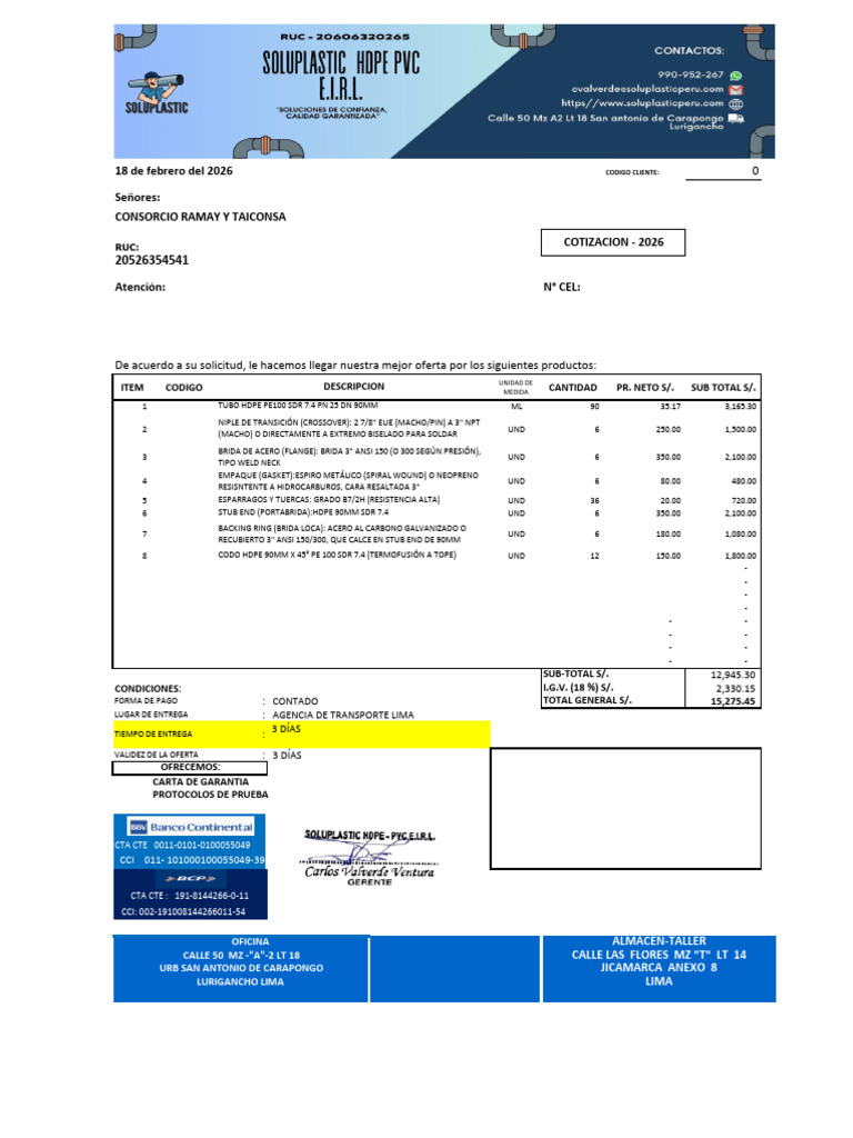01 - Febrero - 145 - Consorcio Ramay y Tayconsa | PDF