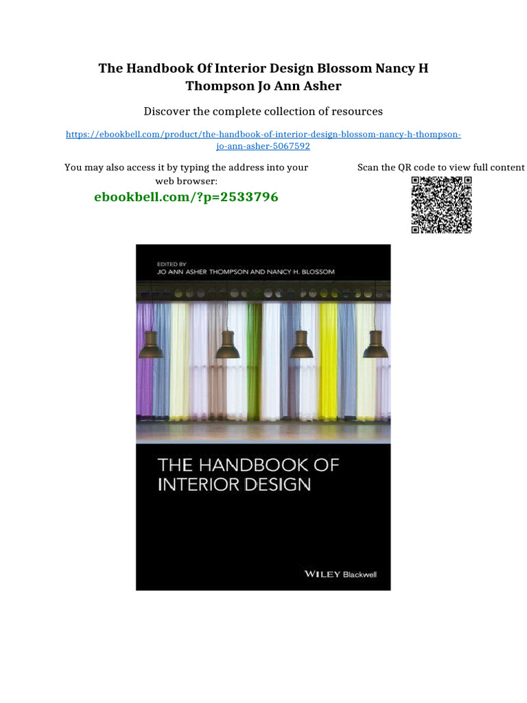 The Handbook of Interior Design Blossom Nancy H Thompson Jo Ann Asher ...