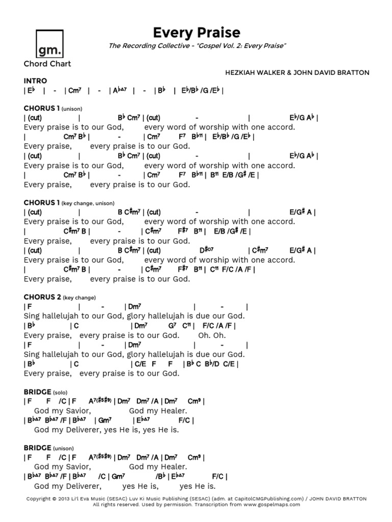 Every Praise The Recording Collective Chord Chart | PDF