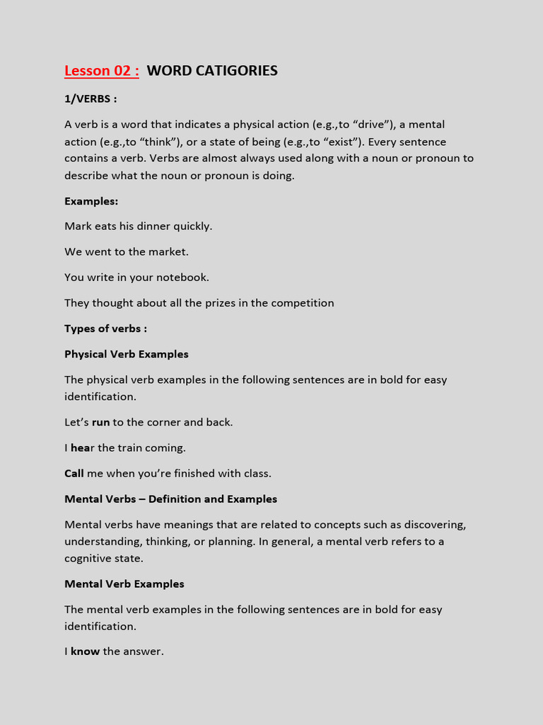 English Lessons A1 A2 - Lesson Two | PDF | Noun | Verb