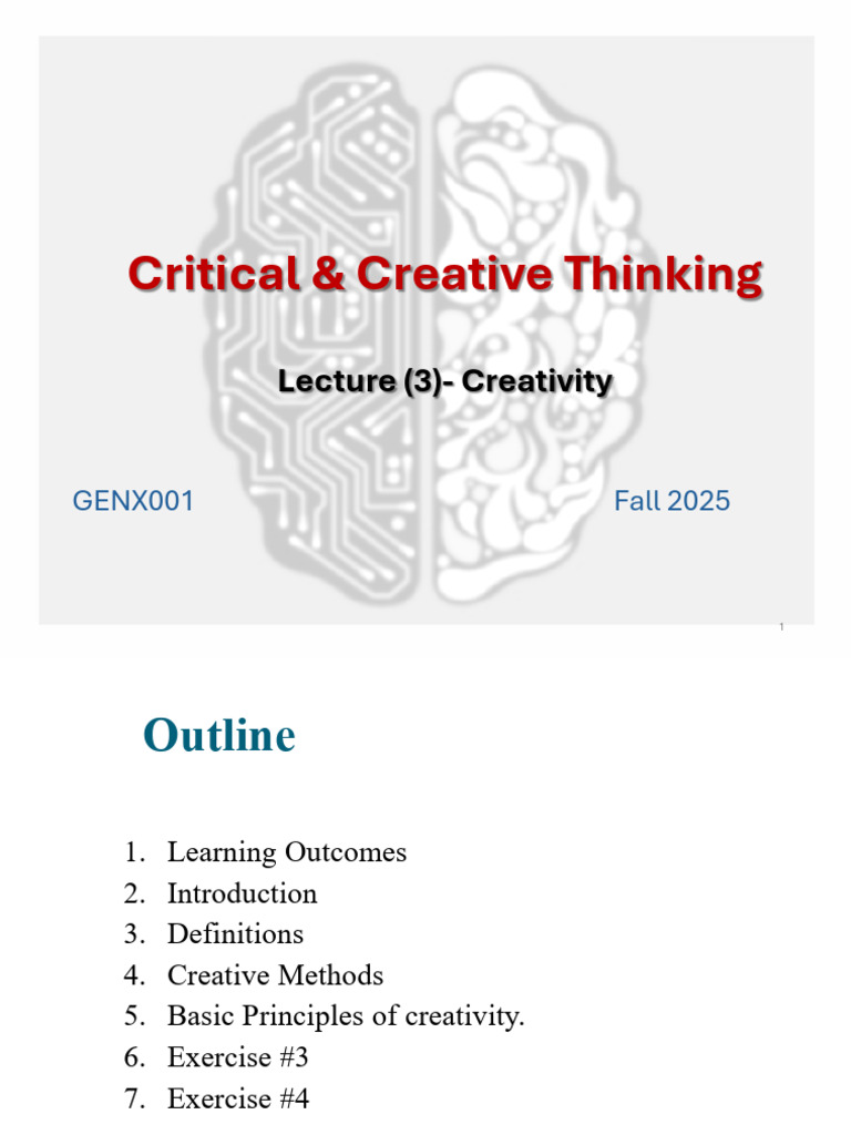 Lecture 3 Creativity | PDF | Creativity | Thought