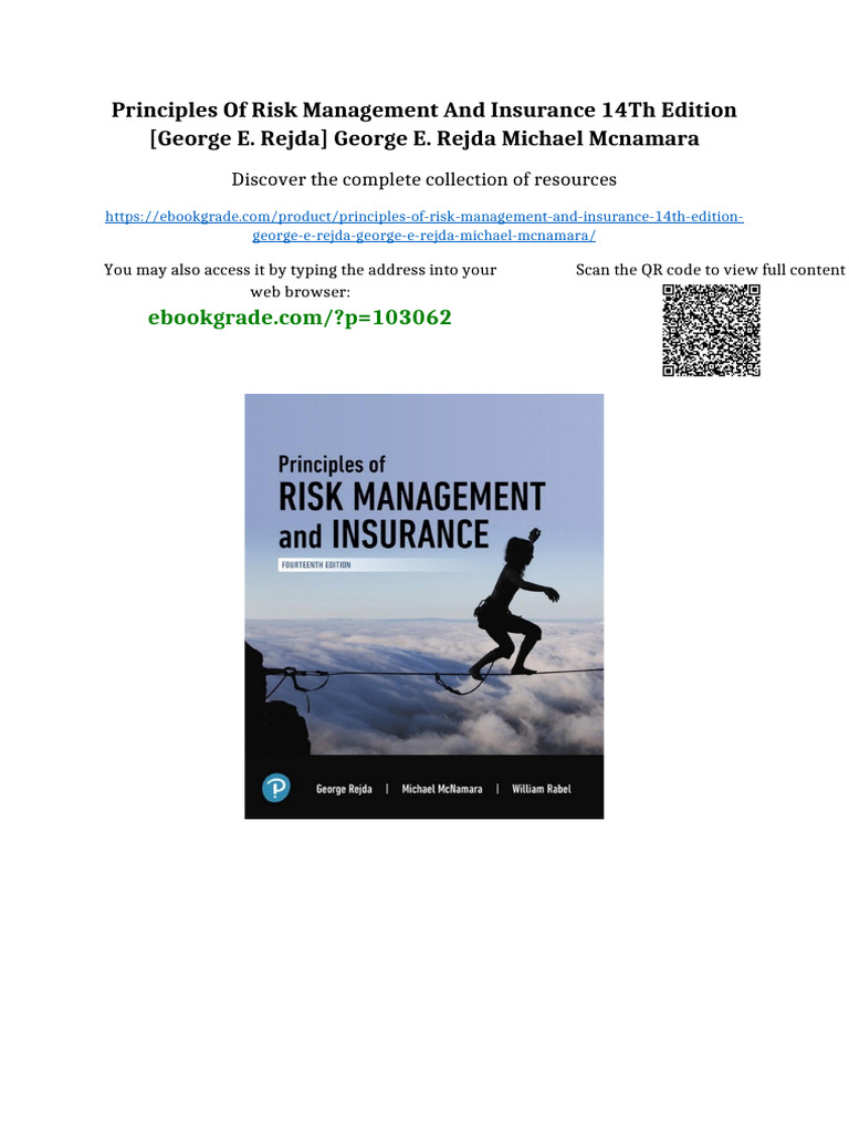 Principles of Risk Management and Insurance 14th Edition (George E ...