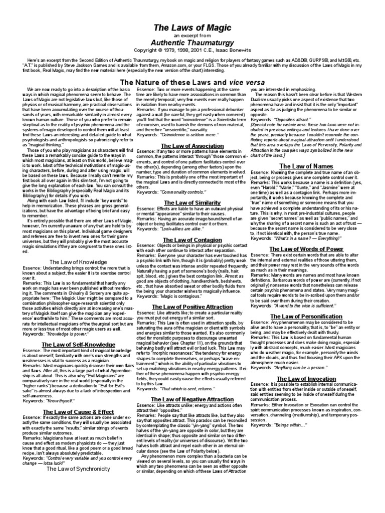 Laws of Magic | PDF | Magic (Paranormal) | Reality