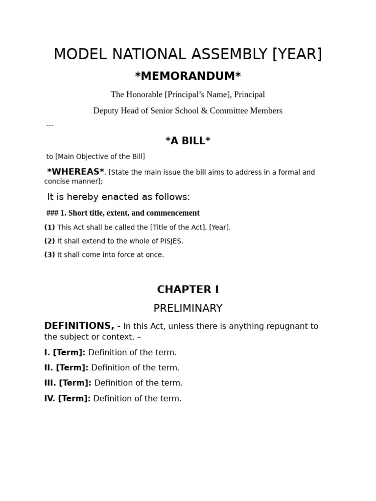Model National Assembly - Bill Format | PDF | Justice | Crime & Violence