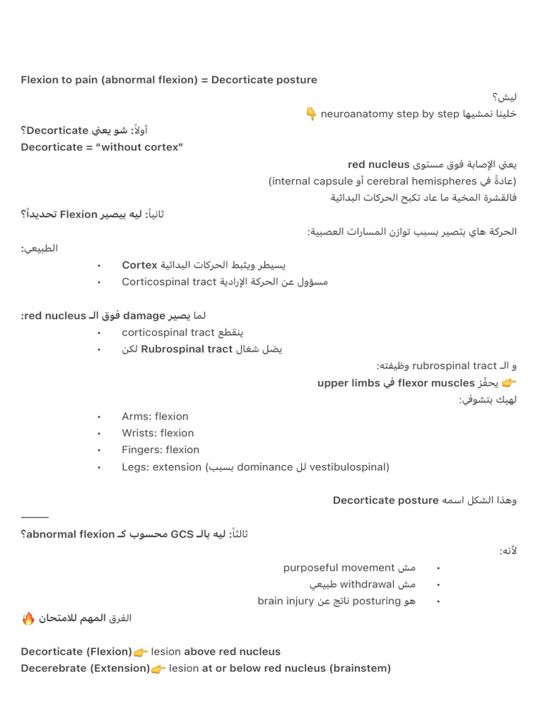 Flexion To Pain (Abnormal Flexion) Decorticate Posture | PDF | Nervous ...