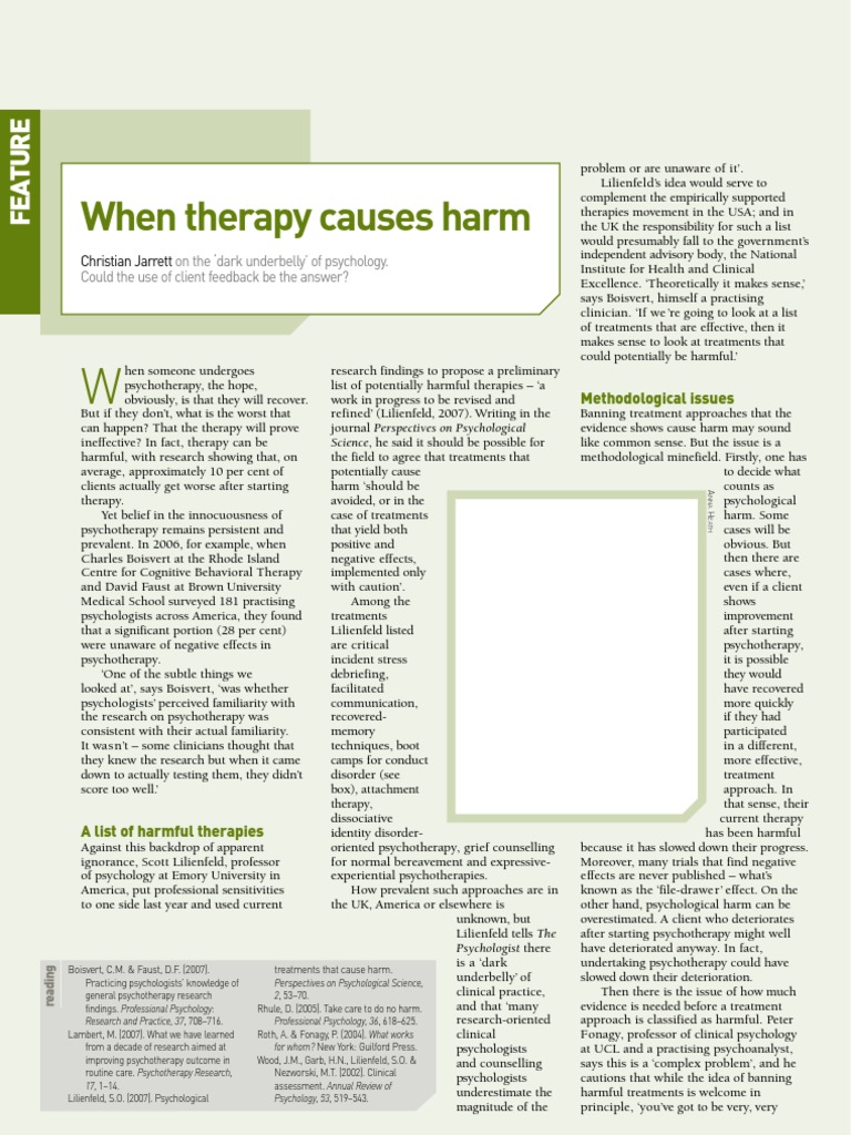 When Therapy Causes Harm | PDF | Psychotherapy | Clinical Psychology
