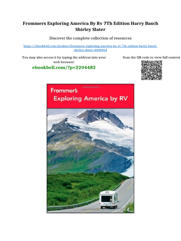 Frommers Exploring America by RV 7th Edition Harry Basch Shirley Slater ...