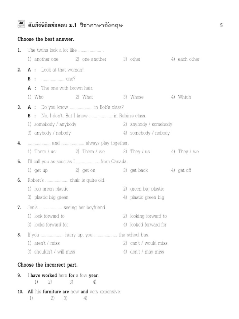 M.1 English Proficiency Test 01 | PDF