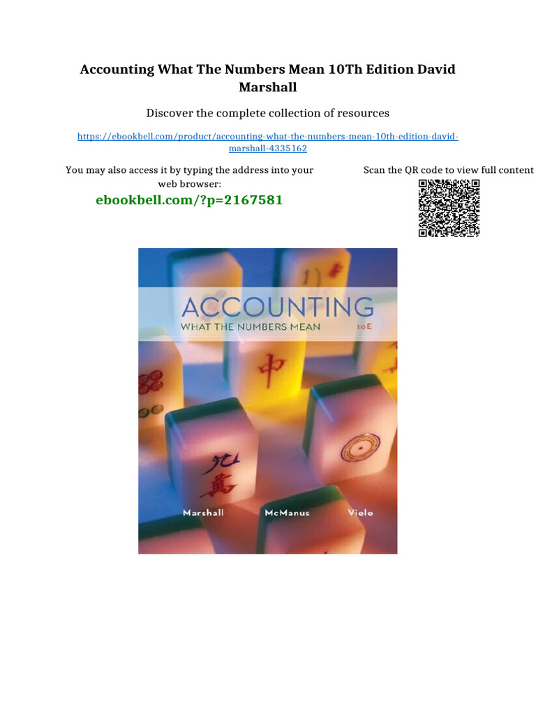 Accounting What The Numbers Mean 10th Edition David Marshall Kindle ...