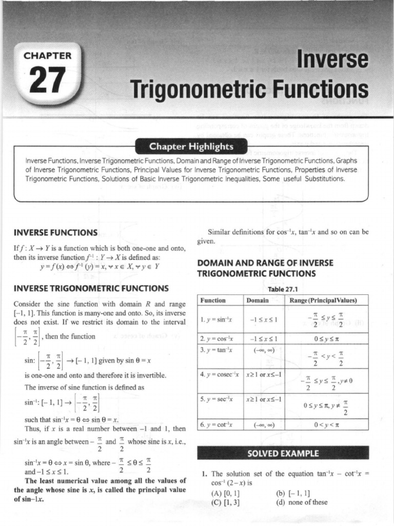 Inverse Trigonometric Functions | PDF