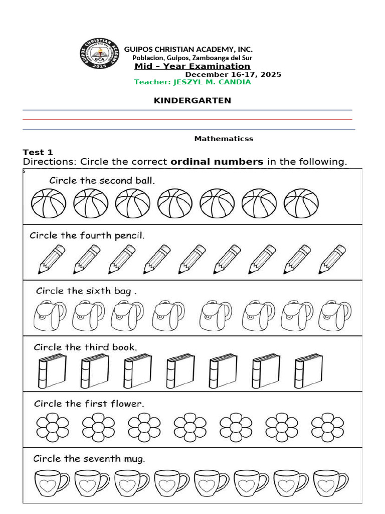 Kindergarten (Mathematics Nov. 27 & 282025 | PDF