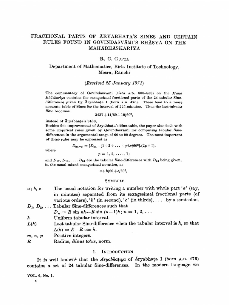 1971 - RC Gupta - Fractional Parts of Aryabhata's Sines and Certain ...