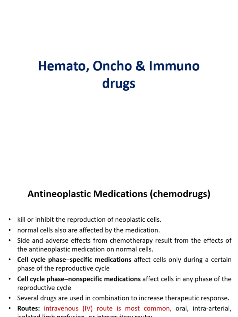 Hemato, Onco & Immuno Drugs | PDF | Chemotherapy | Cancer