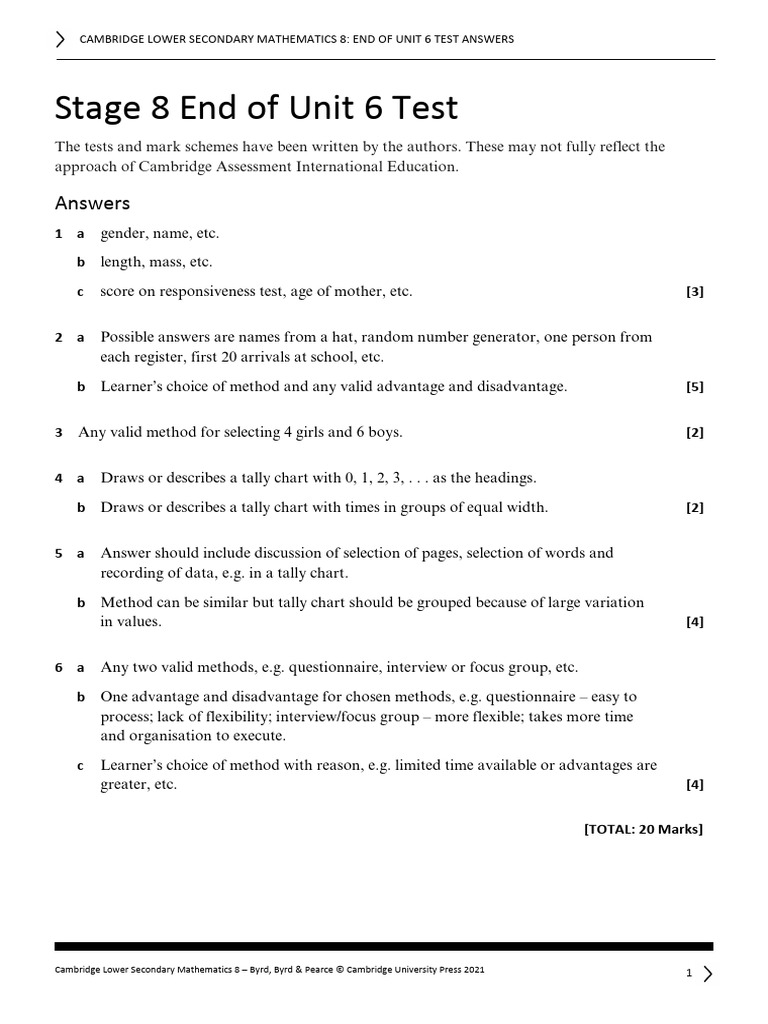 End of Unit 6 Test Answers | PDF