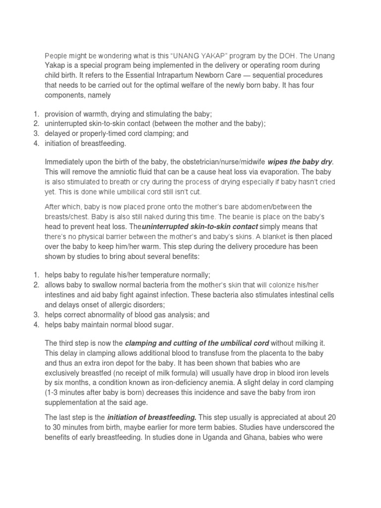 UNANG YAKAP | Infants | Breastfeeding