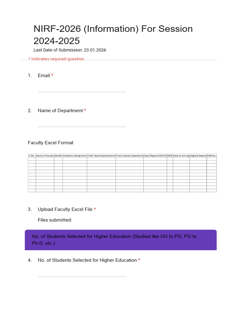 Nirf - 2026 Form | PDF