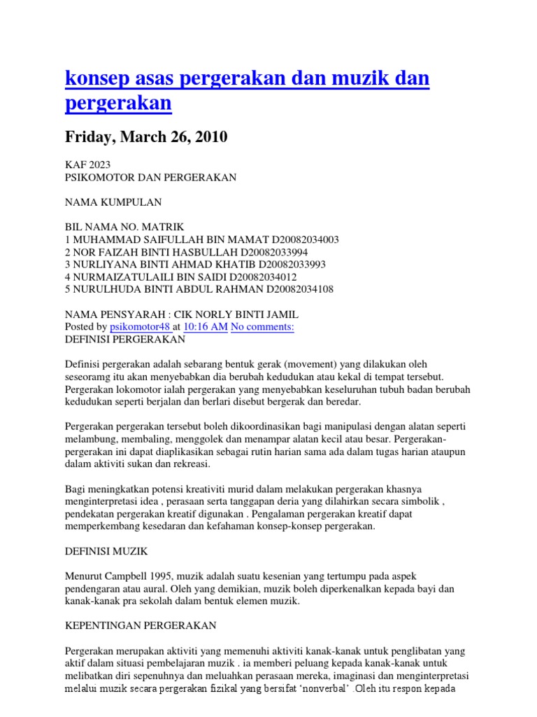 Konsep Asas Pergerakan Dan Muzik Dan Pergerakan | PDF